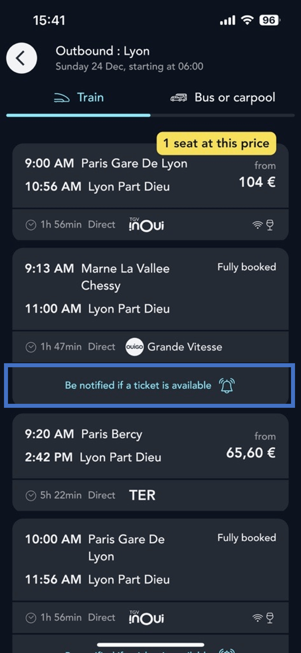 Full train alert | SNCF Connect - FAQ