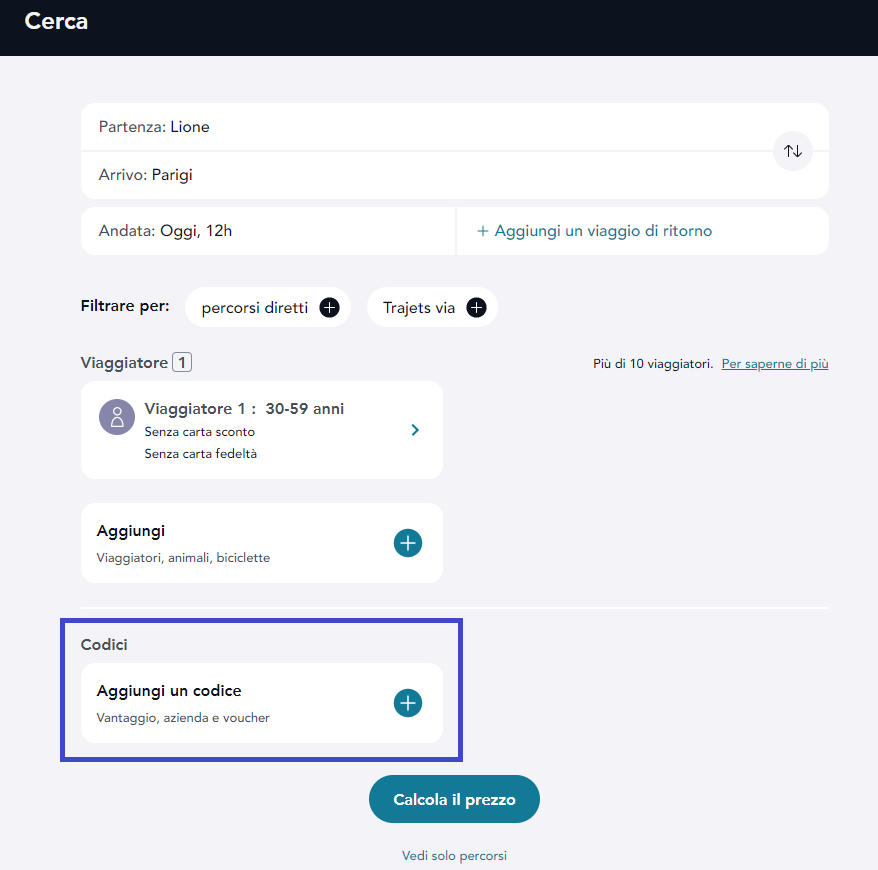 L'utilizzo di codici sconto su SNCF Connect | FAQ sncf-connect.com IT